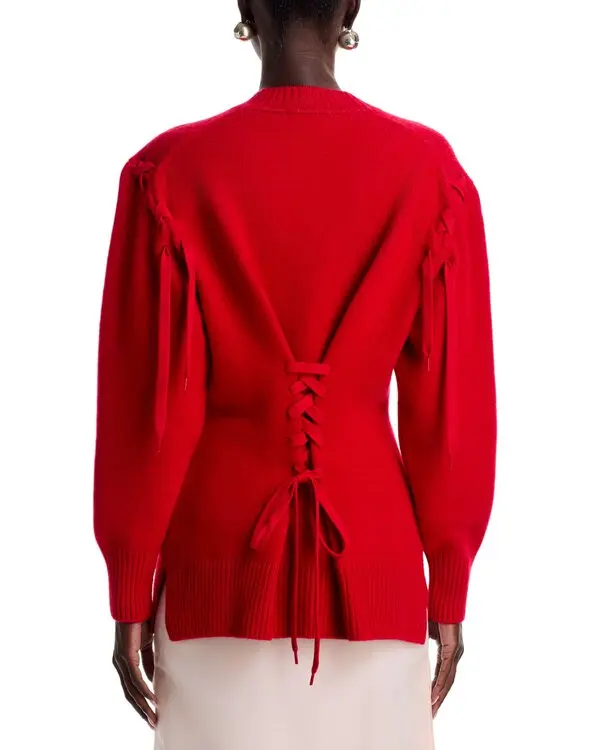 Simone Rocha Merino Wool Blend Sculpted Corset Cardigan