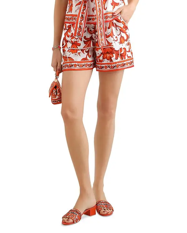 Dolce & Gabbana Majolica Print Silk Bermuda Shorts