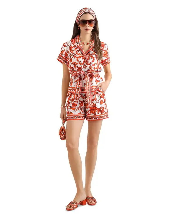 Dolce & Gabbana Majolica Print Silk Bermuda Shorts