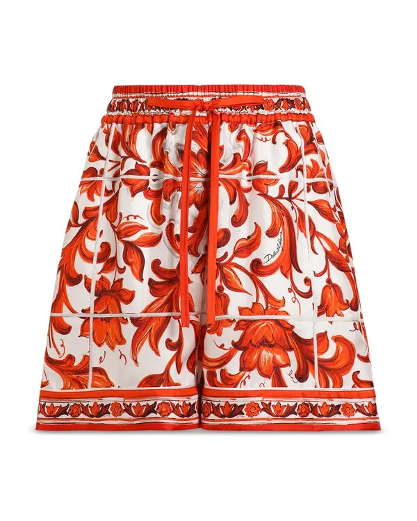Dolce & Gabbana Majolica Print Silk Bermuda Shorts