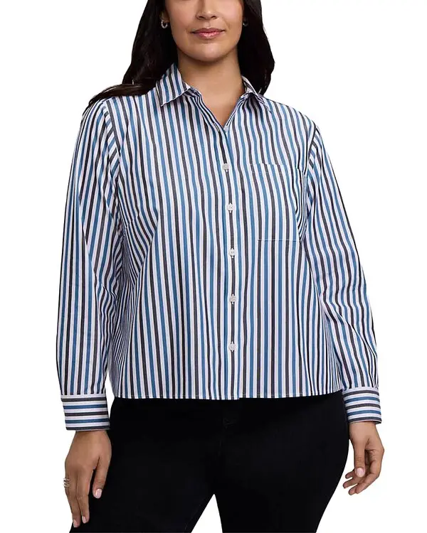 Foxcroft Jodie Cotton Poplin Shirt - Indigo Multi