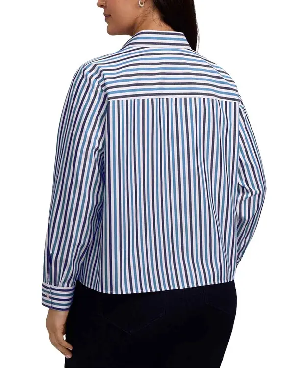 Foxcroft Jodie Cotton Poplin Shirt - Indigo Multi