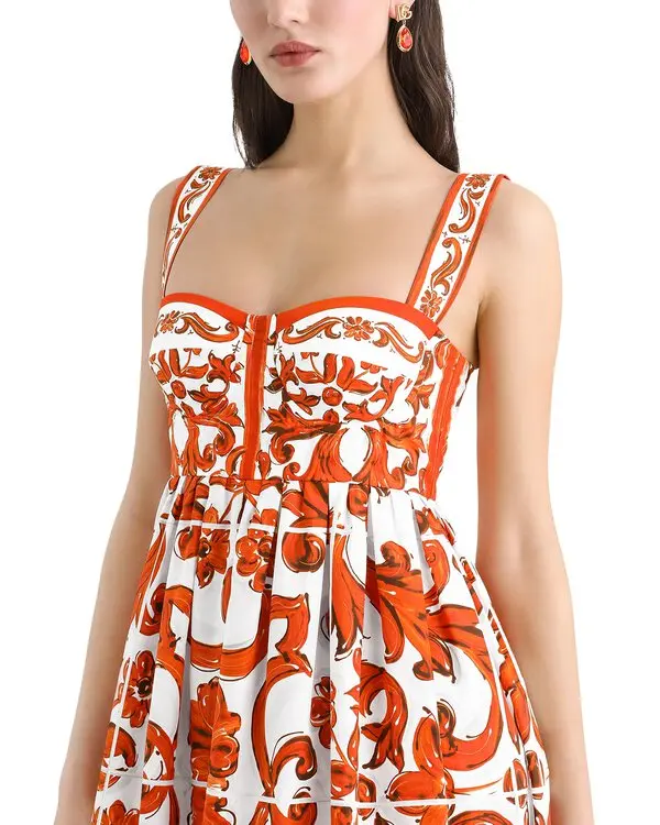 Dolce & Gabbana Majolica Print Short Poplin Dress