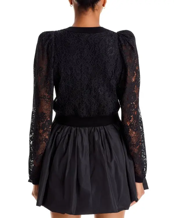 Alice + Olivia Kitty Crewneck Cardigan Sweater