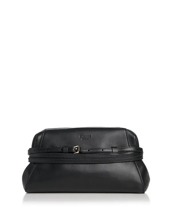 Moschino Tie Me Leather Clutch - Black