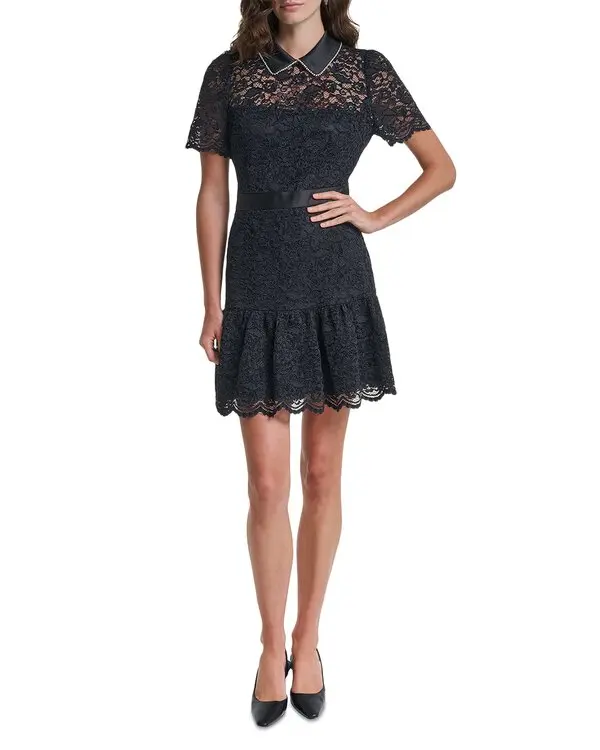 Karl Lagerfeld Paris Chenille Lace Scallop Hem Dress