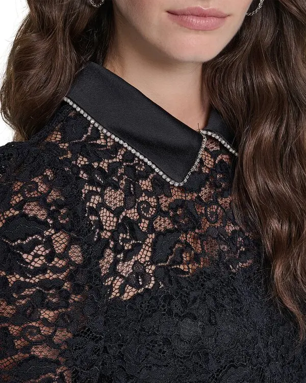 Karl Lagerfeld Paris Chenille Lace Scallop Hem Dress