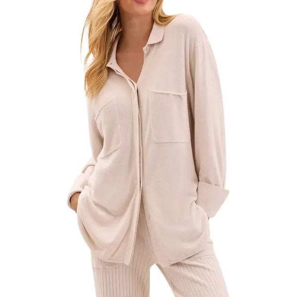 Barefoot Dreams Cozychic Ultra Lite Patch Pocket Shacket - Sand Dune
