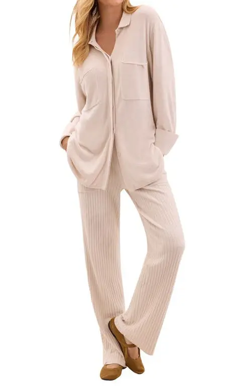 Barefoot Dreams Cozychic Ultra Lite Patch Pocket Shacket - Sand Dune