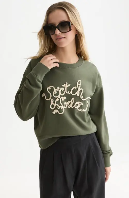 Scotch & Soda Ribbon Embroidery Loose Fit Sweatshirt