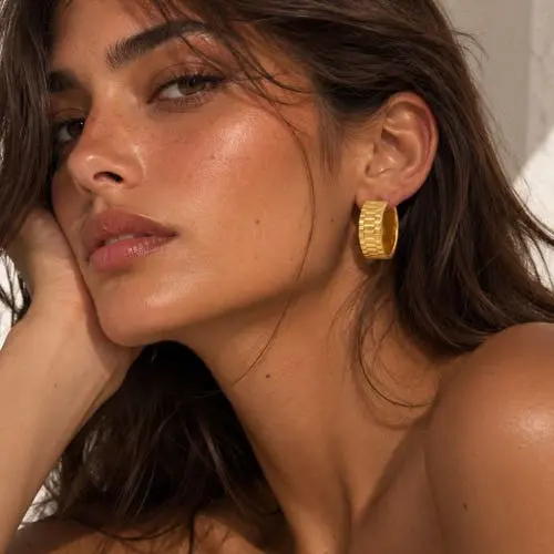 ADIBA The Textures Plated Stainless Steel Hoop Earrings