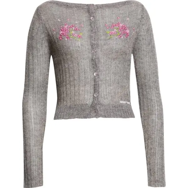 SHUSHU/TONG Beaded Floral Wool & Mohair Blend Cardigan