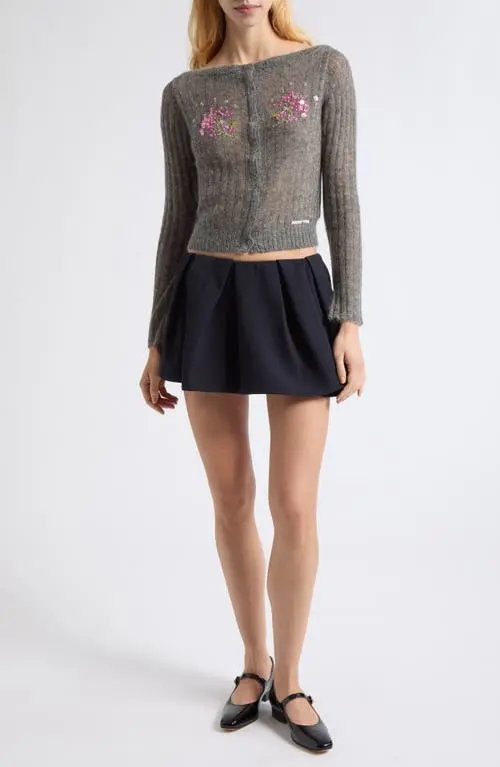 SHUSHU/TONG Beaded Floral Wool & Mohair Blend Cardigan