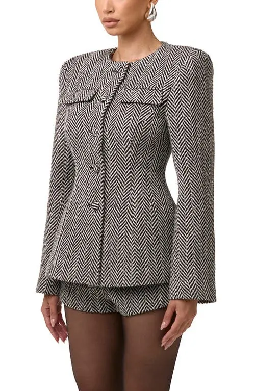 Naked Wardrobe Herringbone Wool Blend Blazer