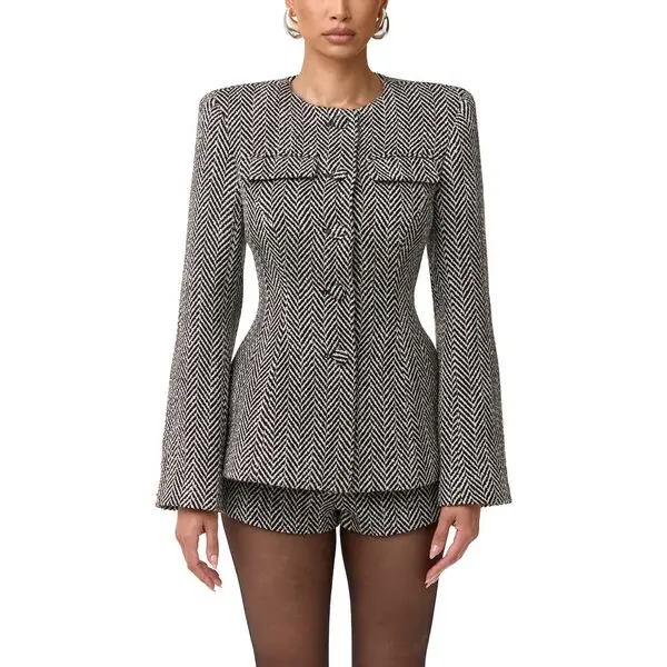 Naked Wardrobe Herringbone Wool Blend Blazer