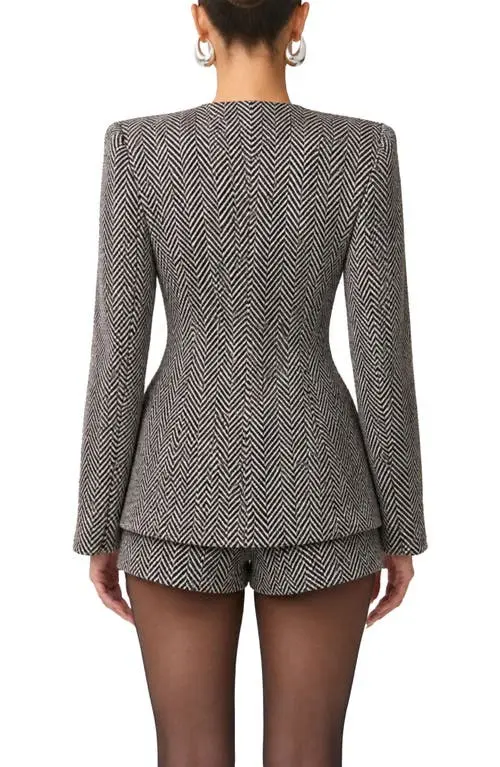 Naked Wardrobe Herringbone Wool Blend Blazer