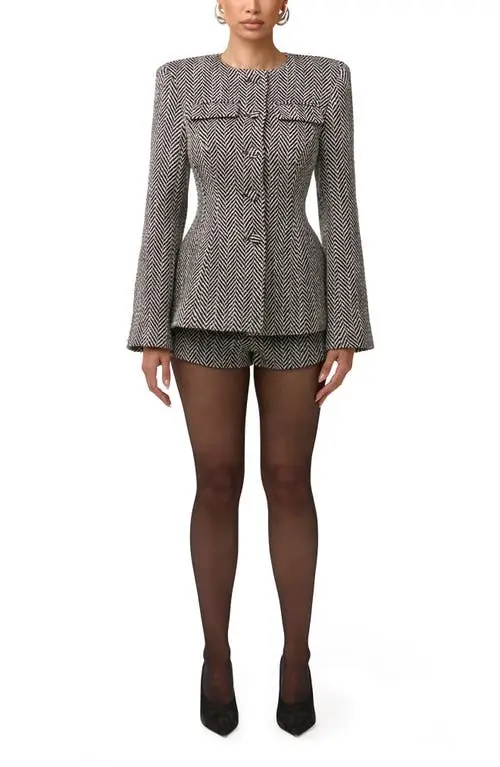 Naked Wardrobe Herringbone Wool Blend Blazer