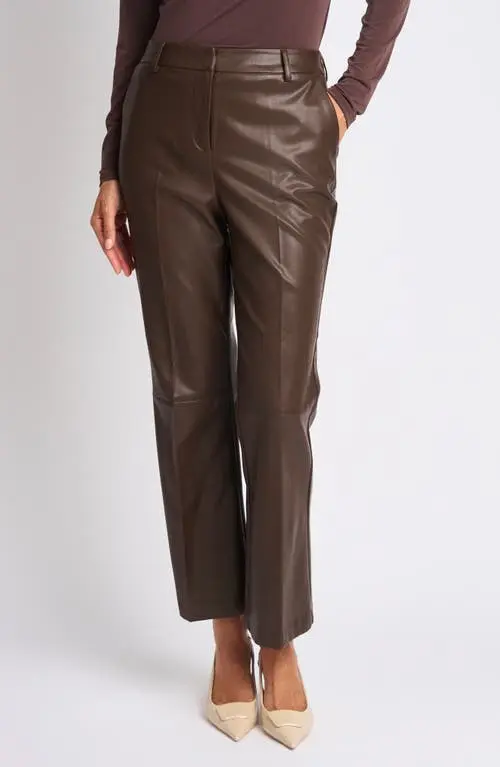 Halogen Faux Leather Tailored Ankle Straight Leg Pants - Delicioso