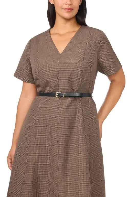Halogen Combo Hem Belted Midi Dress