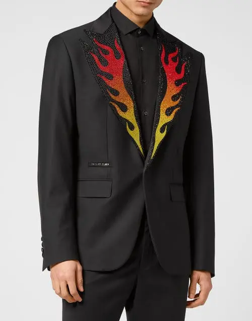 Philipp Plein Wool Blazer Lord Fit Flame