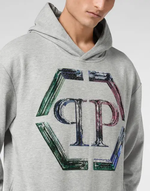Philipp Plein Hoodie Sweatshirt Ls Strass Hexagon - Grey