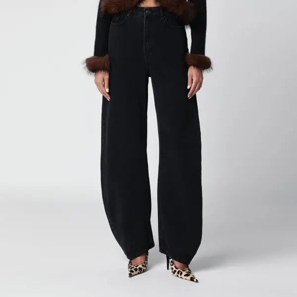 ROTATE BY BIRGER CHRISTENSEN Draped Barrel Leg Denim Jeans