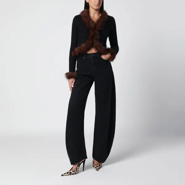 ROTATE BY BIRGER CHRISTENSEN Draped Barrel Leg Denim Jeans