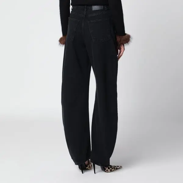 ROTATE BY BIRGER CHRISTENSEN Draped Barrel Leg Denim Jeans