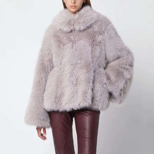 ROTATE BY BIRGER CHRISTENSEN Short Flared Faux Fur Jacket
