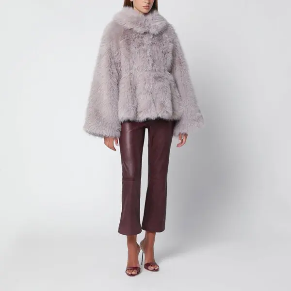 ROTATE BY BIRGER CHRISTENSEN Short Flared Faux Fur Jacket