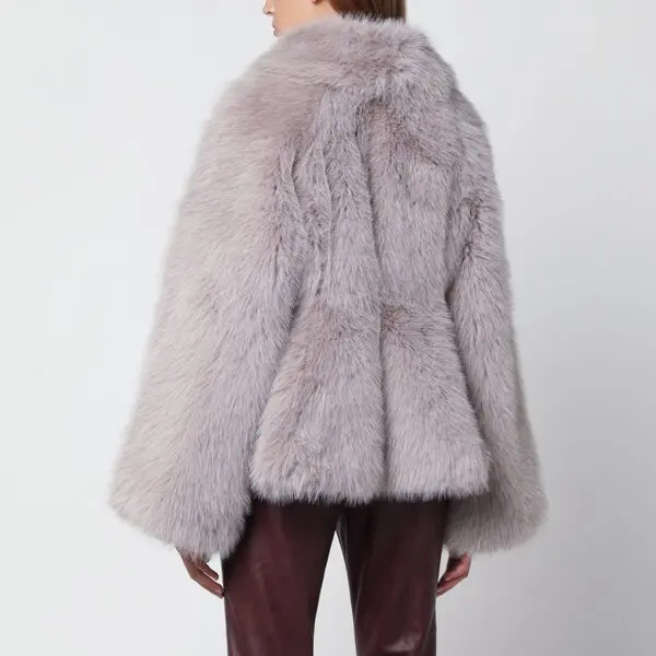 ROTATE BY BIRGER CHRISTENSEN Short Flared Faux Fur Jacket