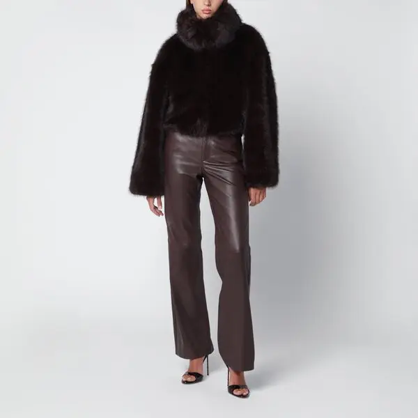 ROTATE BY BIRGER CHRISTENSEN Short Taupe Faux Fur Jacket