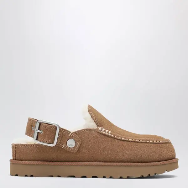 UGG Goldenstar Evelina Chestnut Suede Sabot - Beige