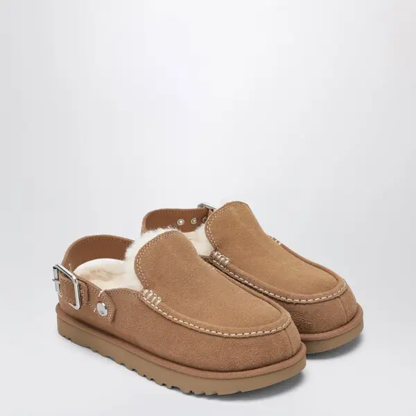 UGG Goldenstar Evelina Chestnut Suede Sabot - Beige