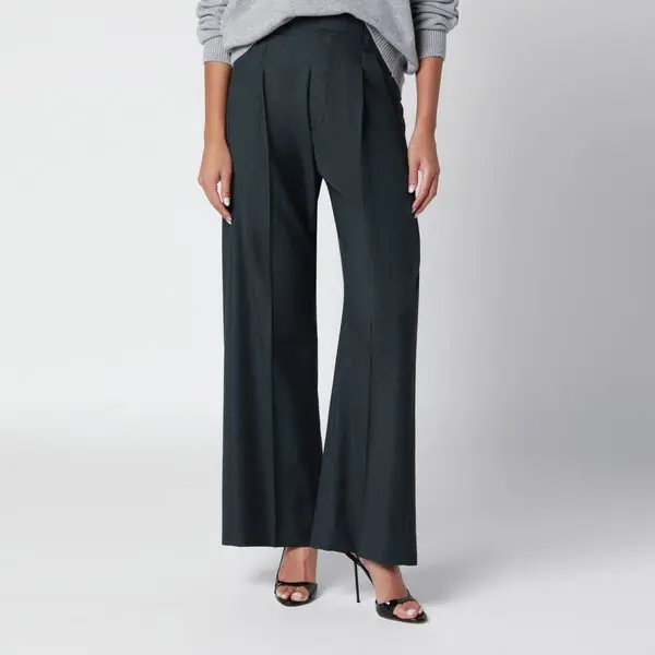 Victoria Beckham Ethel Trousers In Swamp Virgin Wool - Green