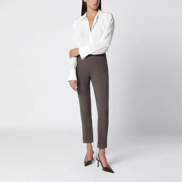 Victoria Beckham Khaki Virgin Wool-blend Trousers