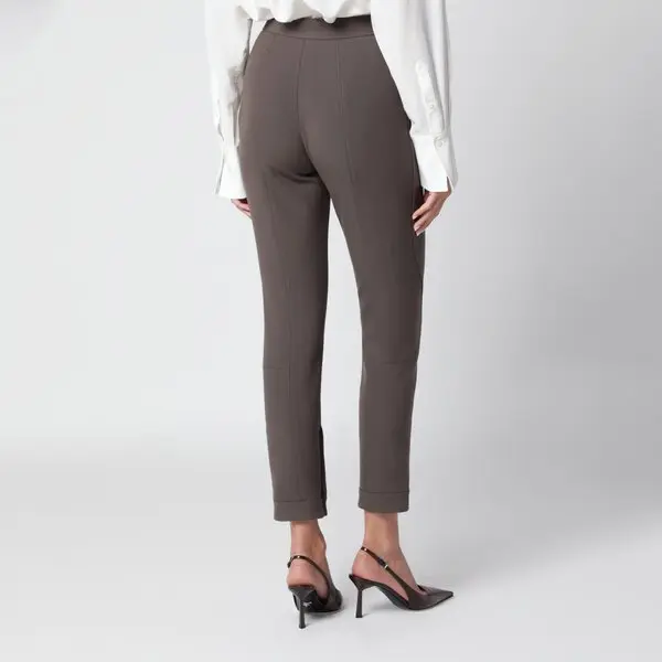 Victoria Beckham Khaki Virgin Wool-blend Trousers