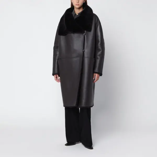 TOTEME Oversized Dark Sheepskin Coat