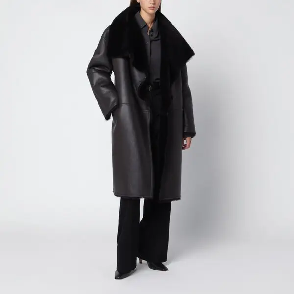 TOTEME Oversized Dark Sheepskin Coat