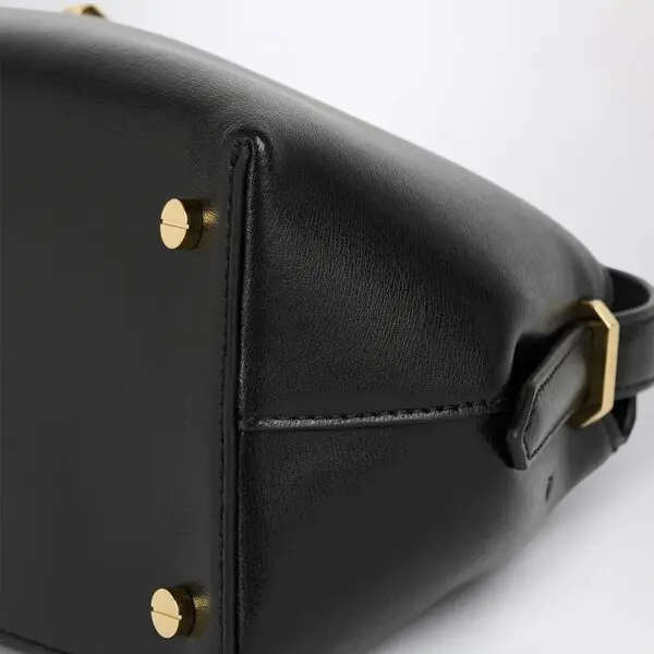 TOTEME T-lock Leather Shoulder Bag - Black