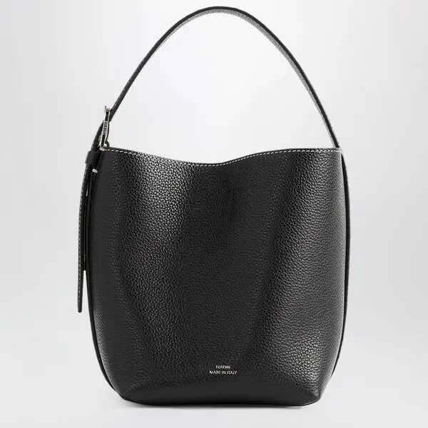 TOTEME Small Belted Tote Bag In Grained Leather - Black
