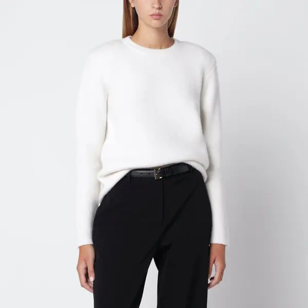TOTEME Ecru Crew-neck Sweater In Silk And Cashmere Blend - White