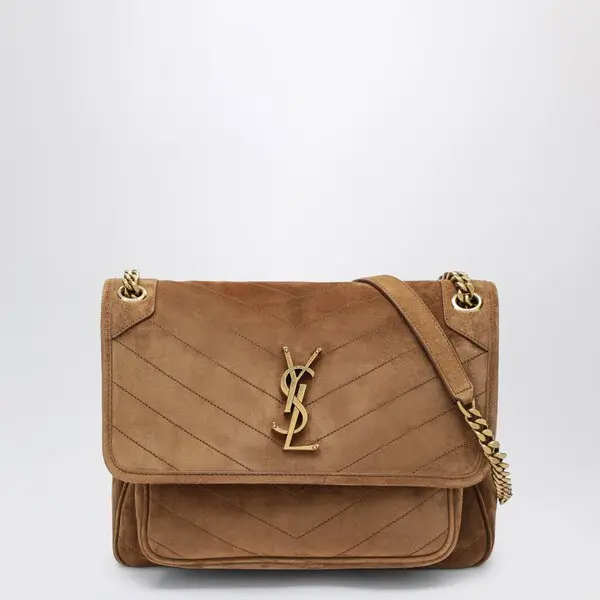 Saint Laurent Niki Medium Cognac Caramel Suede Bag - Orange