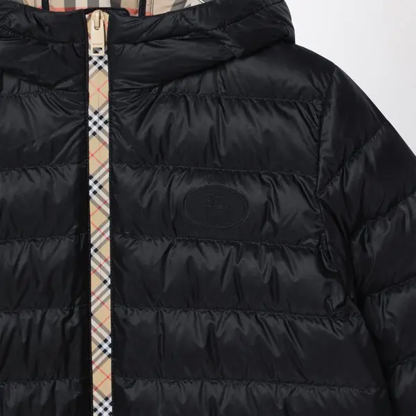Burberry Nylon Down Jacket With Check Details