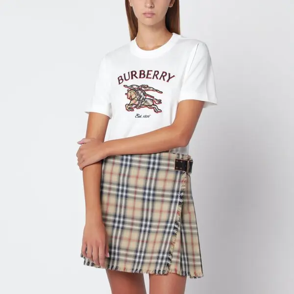 Burberry Cotton Crew-neck T-shirt With Knight Check - White