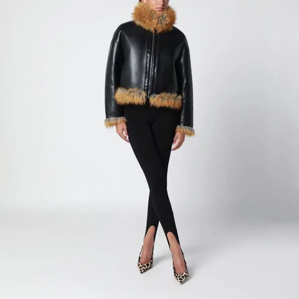 SWORD 6644 Reversible Faux Leather Zip-up Jacket