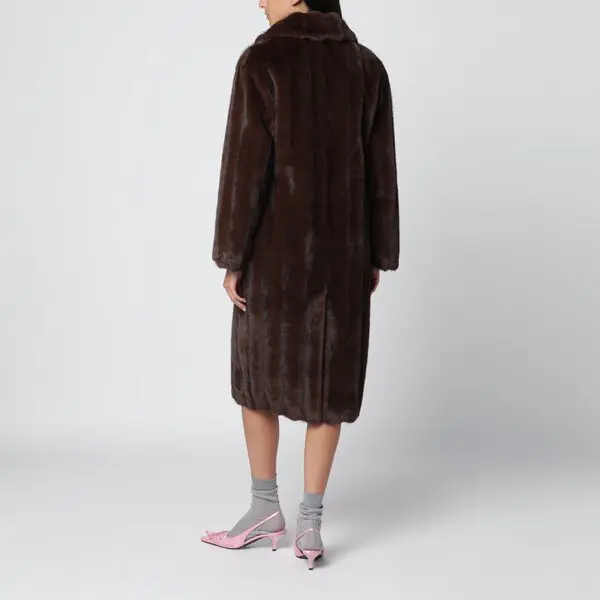SWORD 6644 Dark Faux Fur Coat