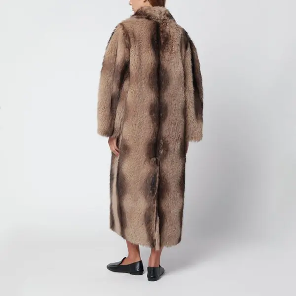 SWORD 6644 Long Shaded Brown Faux Fur Coat