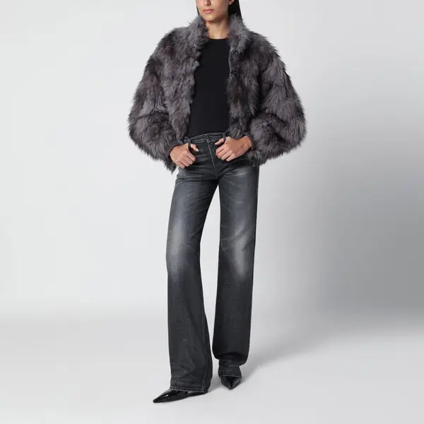 SWORD 6644 Cropped Shaded Faux Fur Jacket