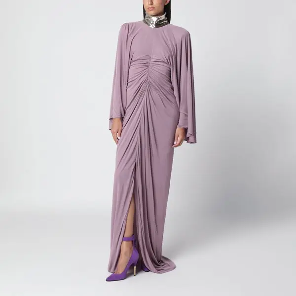 Valentino Garavani Mauve Pink Draped Long Dress - Purple